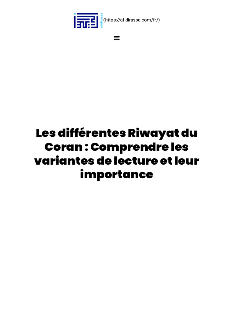 Variantes de lecture du Coran | PDF | Coran | Islam