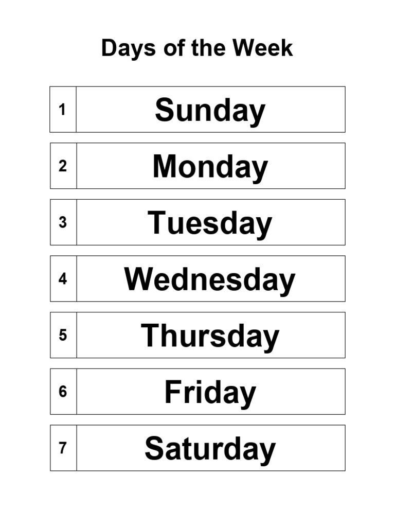 Days of The Week | PDF