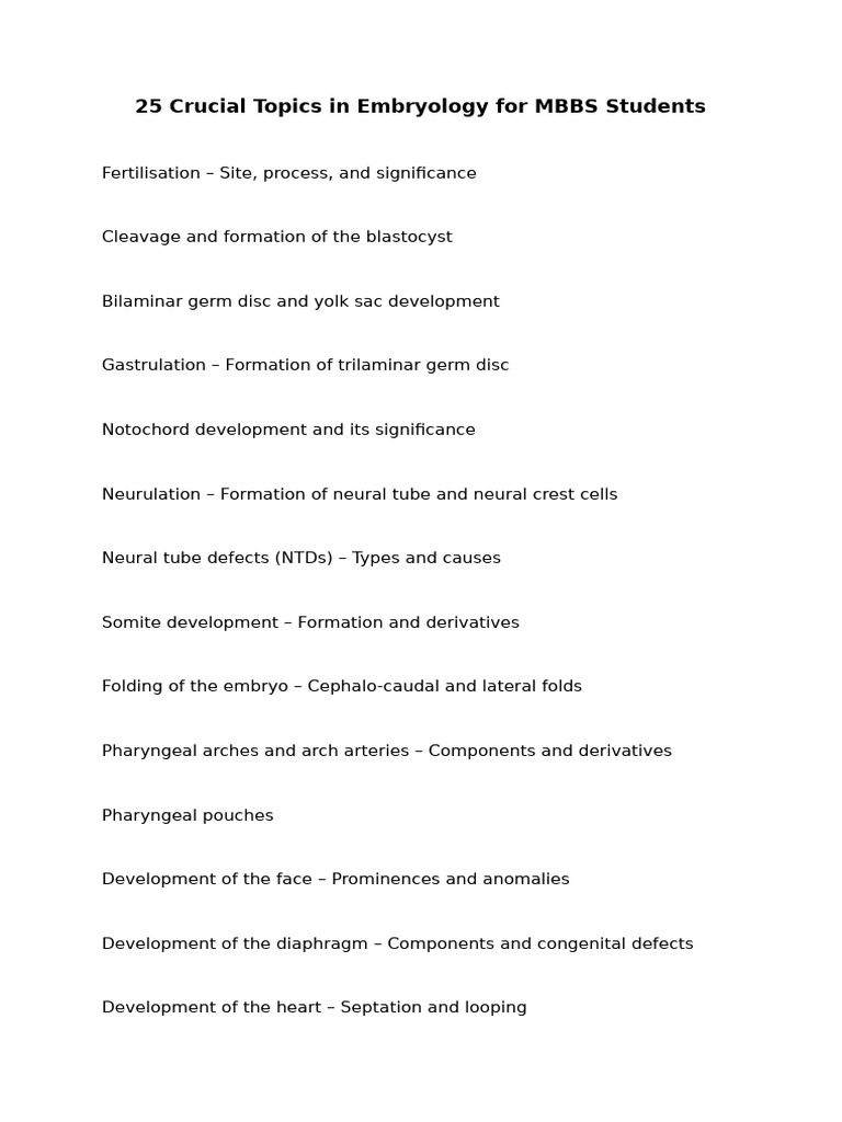 Embryology Topics | PDF