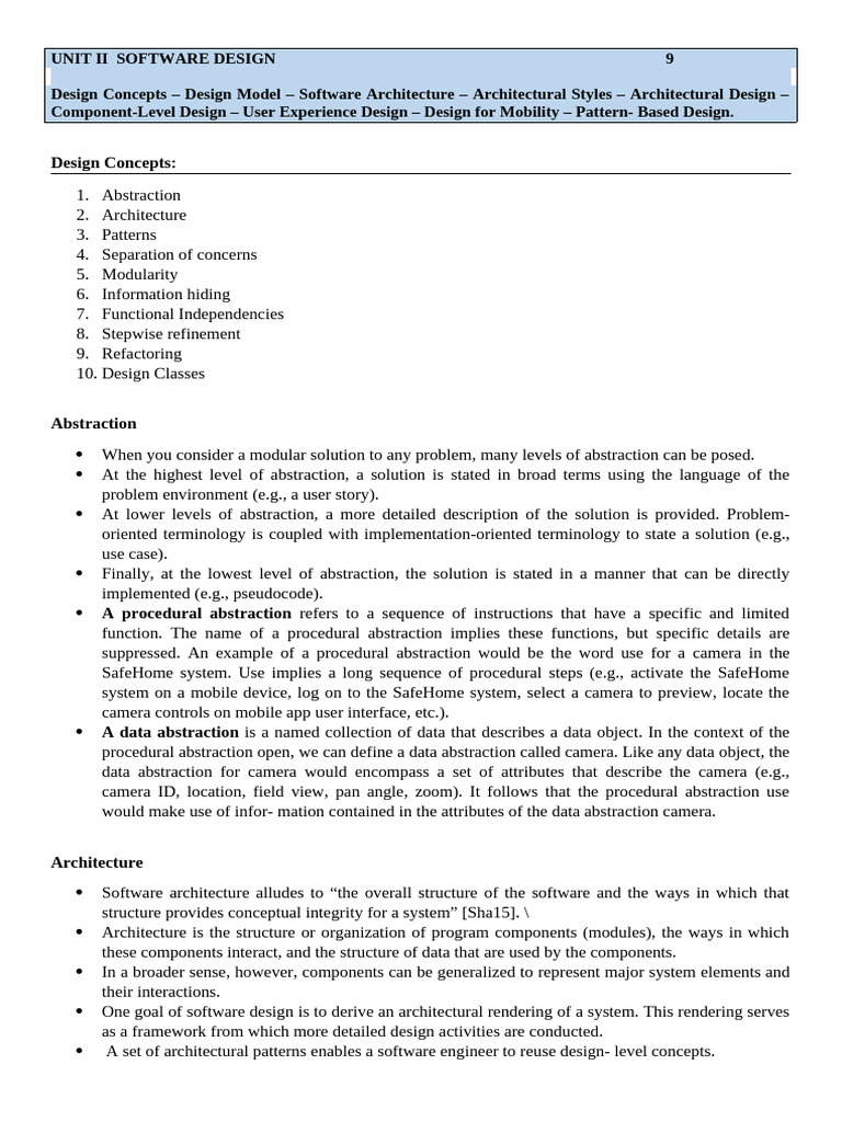 Unit II Software Design | PDF | Abstraction (Computer Science) | Modular Programming