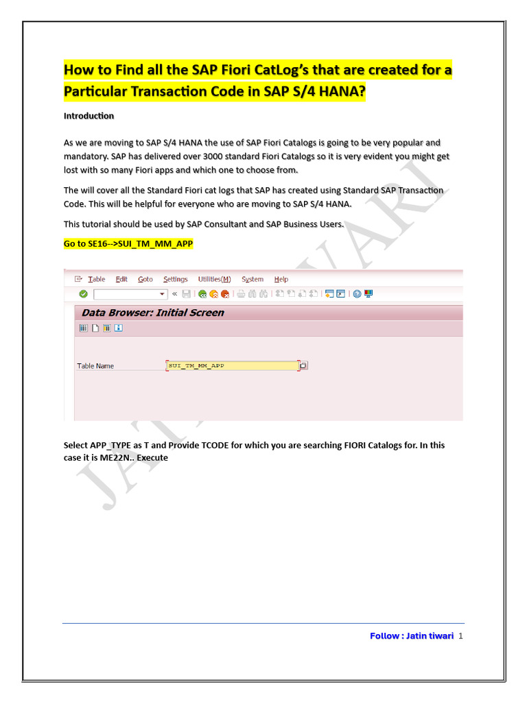 SAP Fiori Catalogs | PDF
