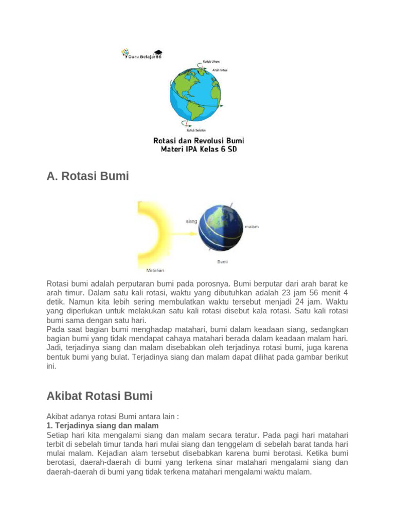 Rotasi dan Revolusi Bumi: Penjelasan Dasar | PDF