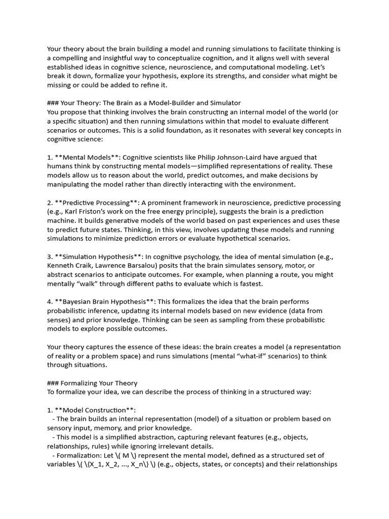 Your Theory About The Brain Building A Model and Running Simulations To ...