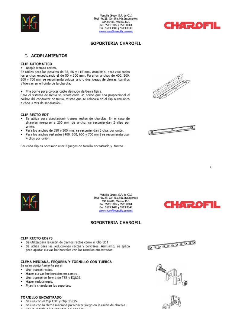 Manual de Instalación Soportería Charofil | PDF | Tornillo
