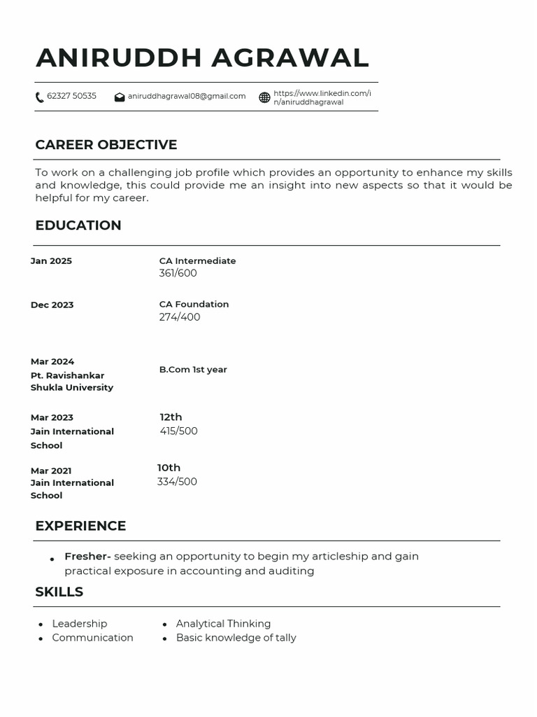 Aniruddh Agrawal CV | PDF