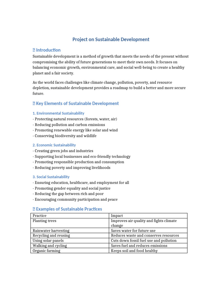 Sustainable Development Project | PDF | Sustainability | Sustainable Development