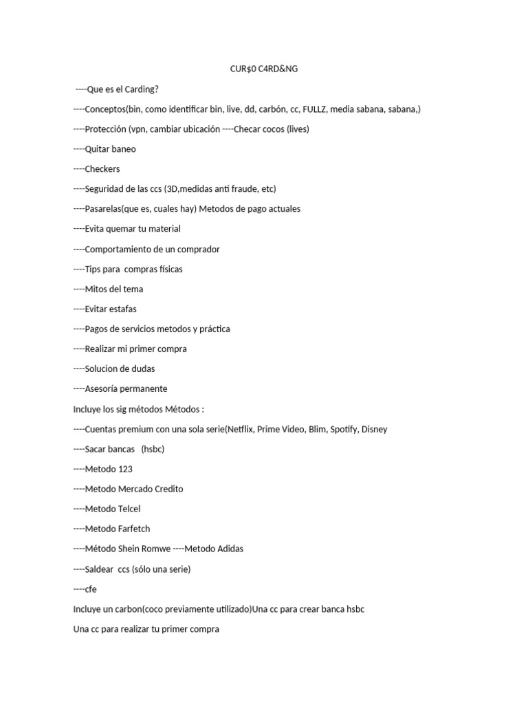 Curso de Carding: Guía Completa | PDF | Suplantación de identidad