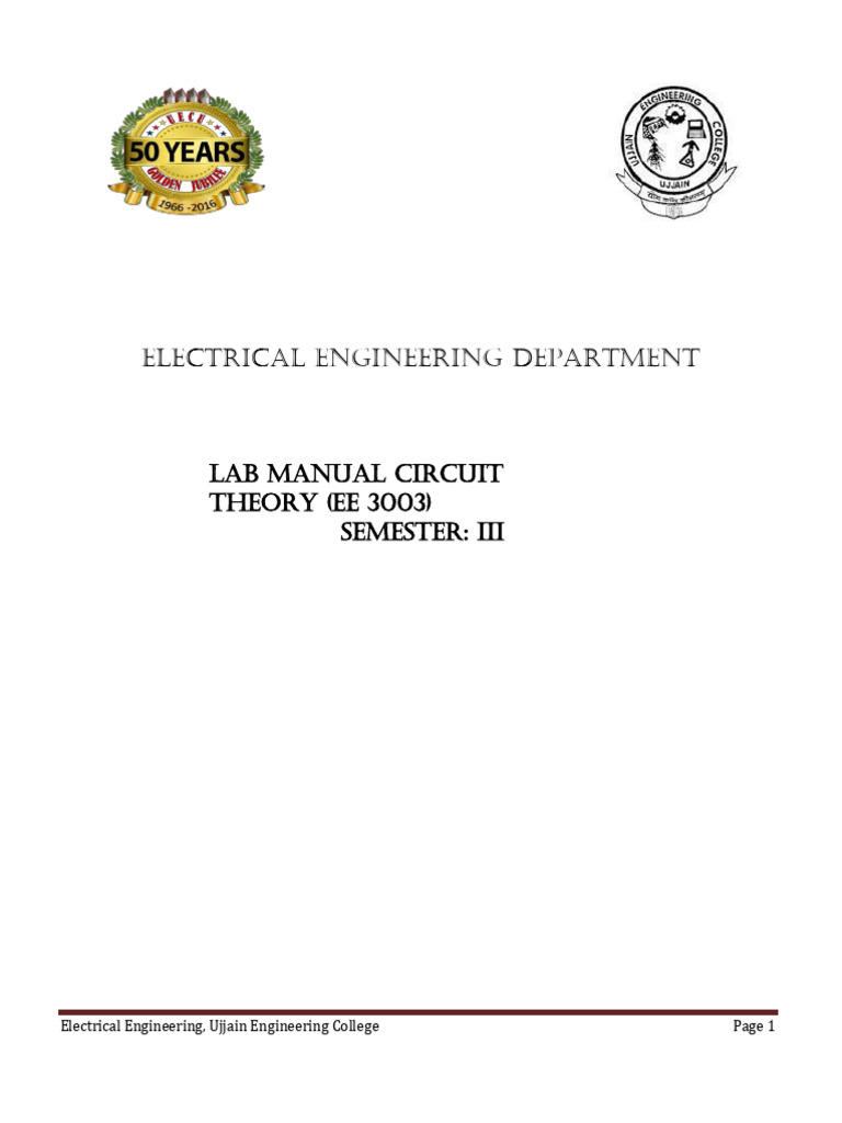 Electrical Engineering Lab Manual: Circuit Theory | PDF | Resonance ...