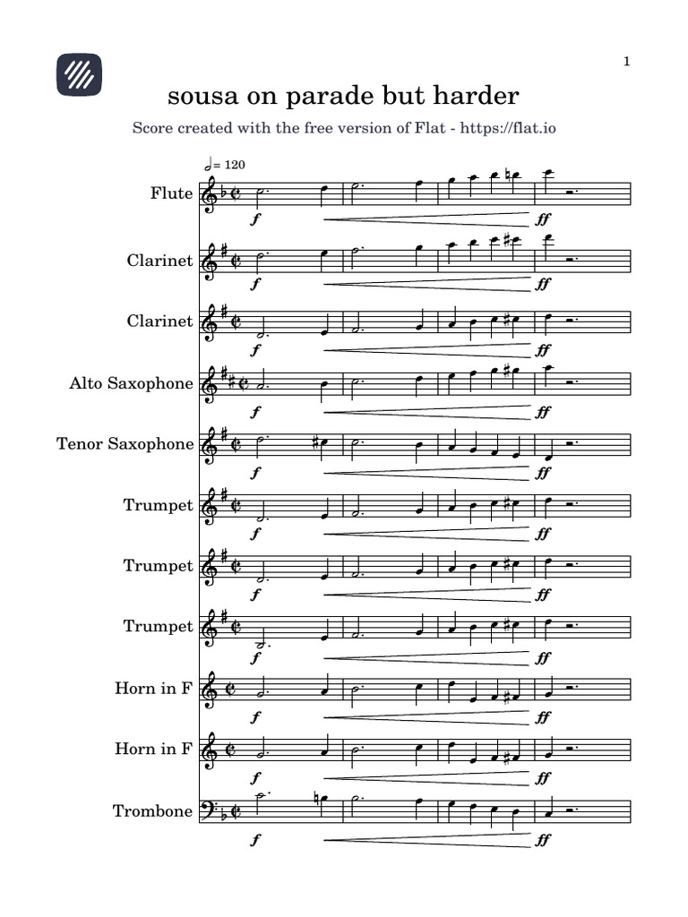 Sousa on Parade Score Analysis | PDF | Trombone | Tenor Saxophone