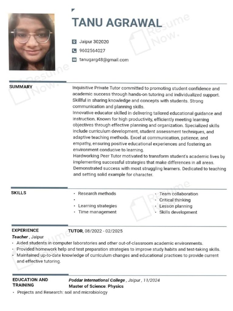 Tanu's Resume-1 | PDF