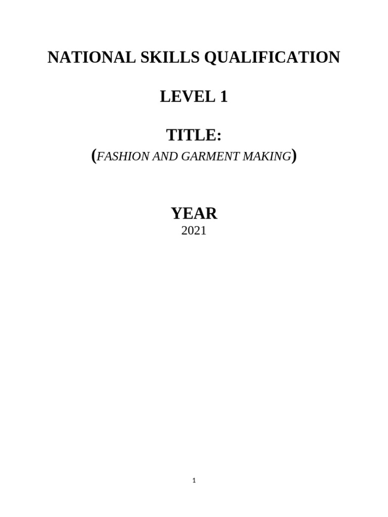 Level 1 Garment Making Qualification Guide | PDF | Learning | Sewing