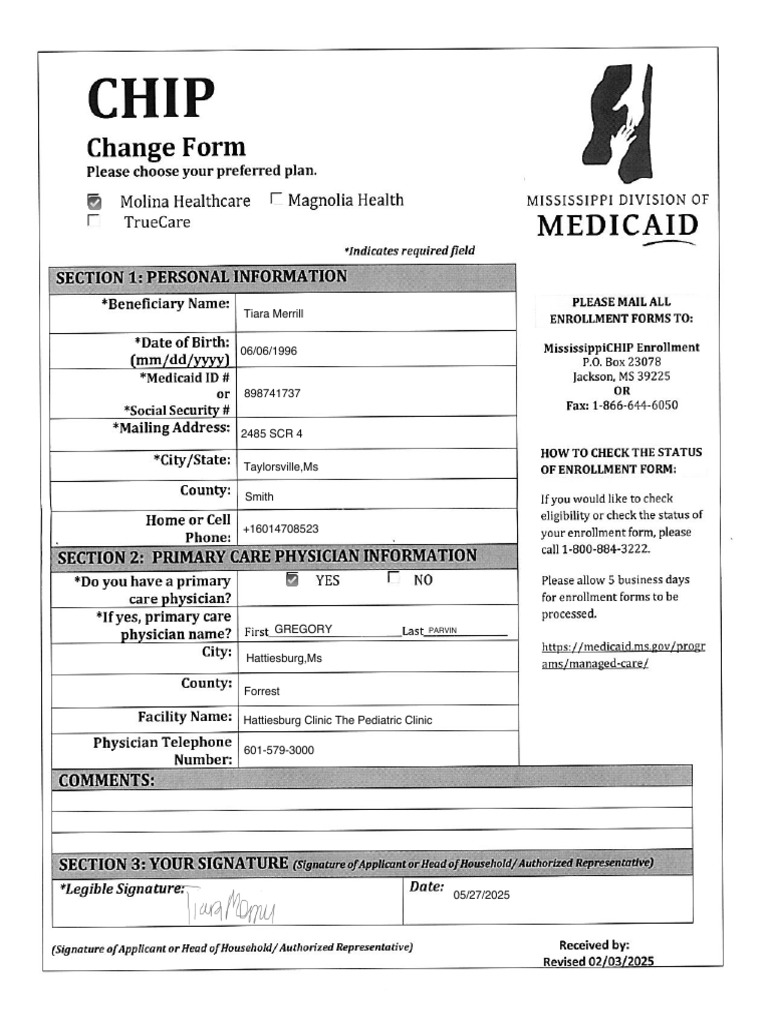 2023 Chip Change Form MGD 0368 Oe | PDF