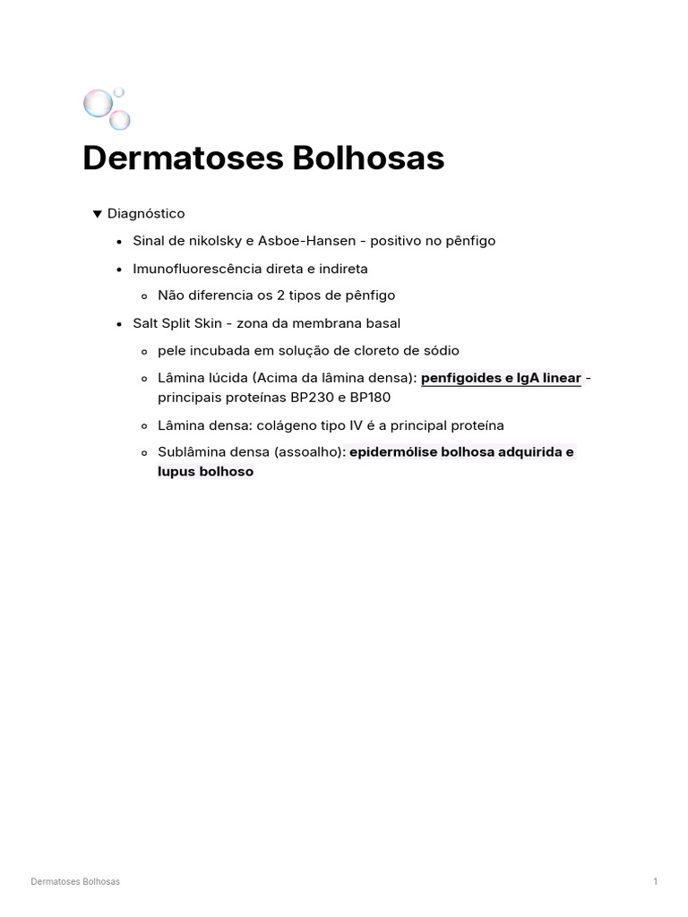 Diagnóstico e Tratamento de Dermatoses Bolhosas | PDF | Especialidades ...