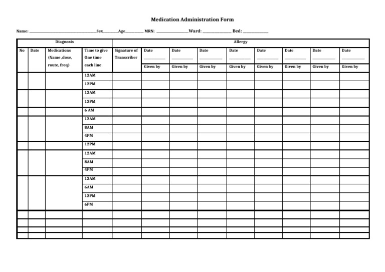 Medication Administration Form | PDF
