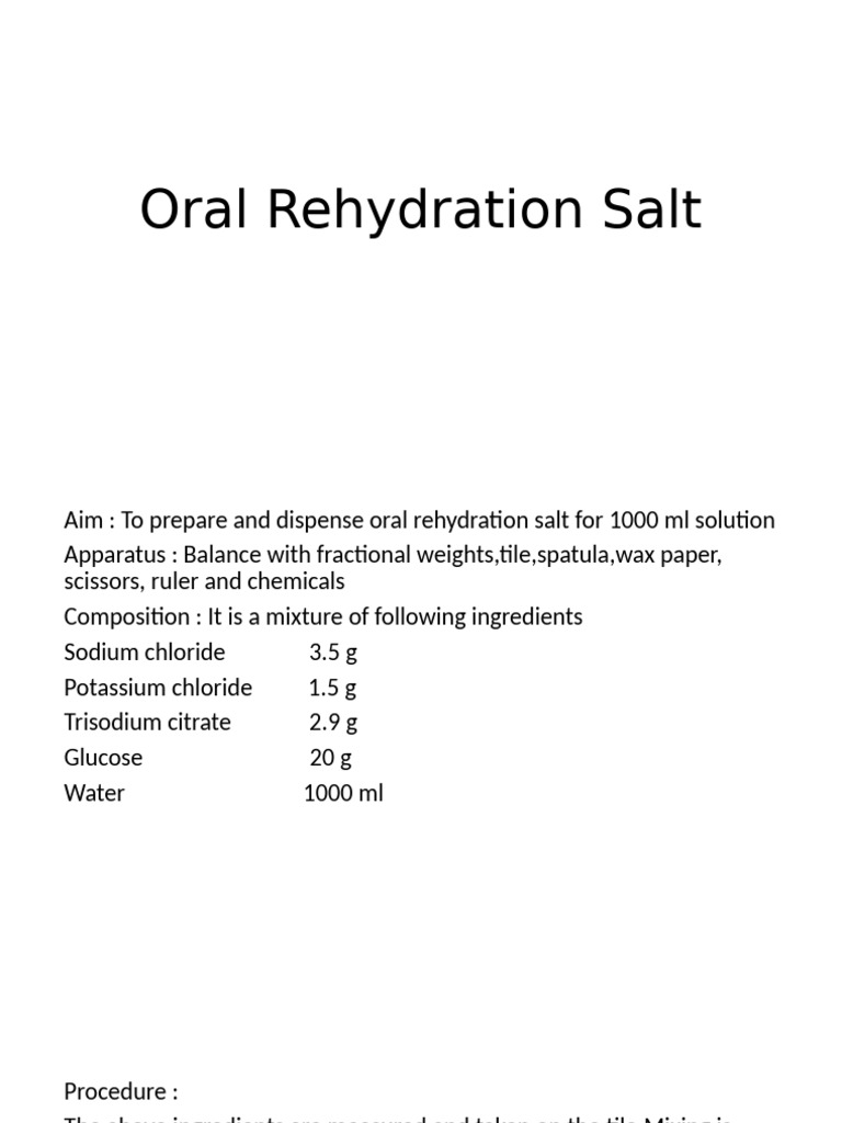 Oral Rehydration Salt | PDF