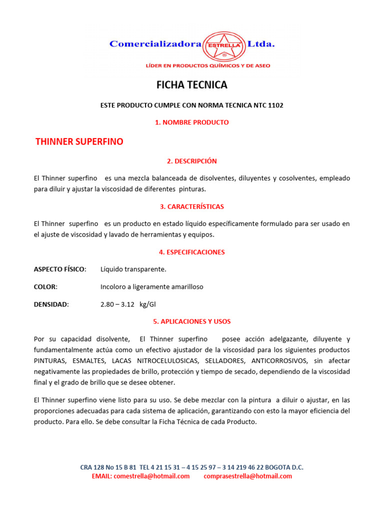 Ficha Tecnica Thinner Super | PDF