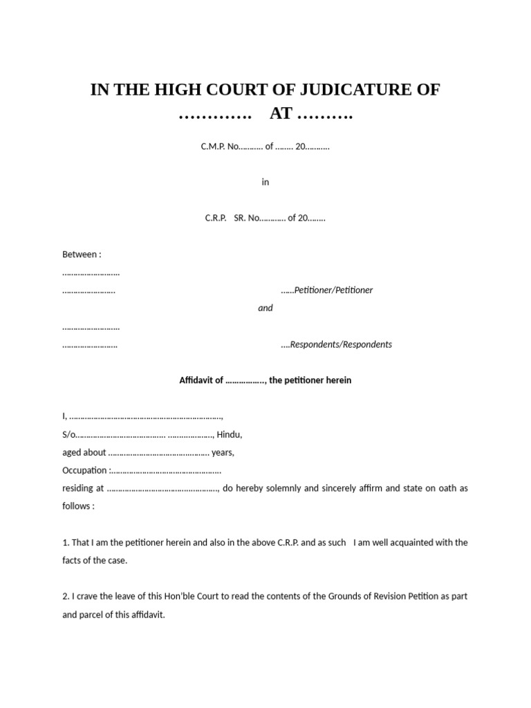 Affidavit of .., The Petitioner Herein-Affidavits-Miscellaneous-431 | PDF | Justice | Crime ...