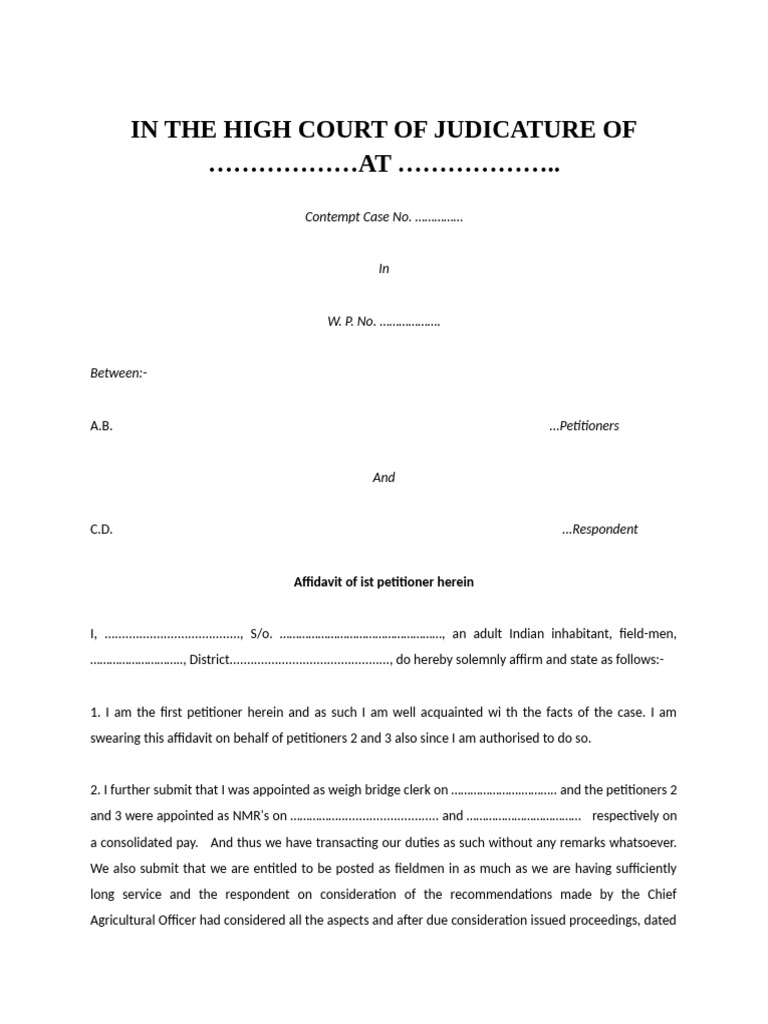 Affidavit of Ist Petitioner Herein-Affidavits-Affidavits Under Companies Act and Rules-406 | PDF ...