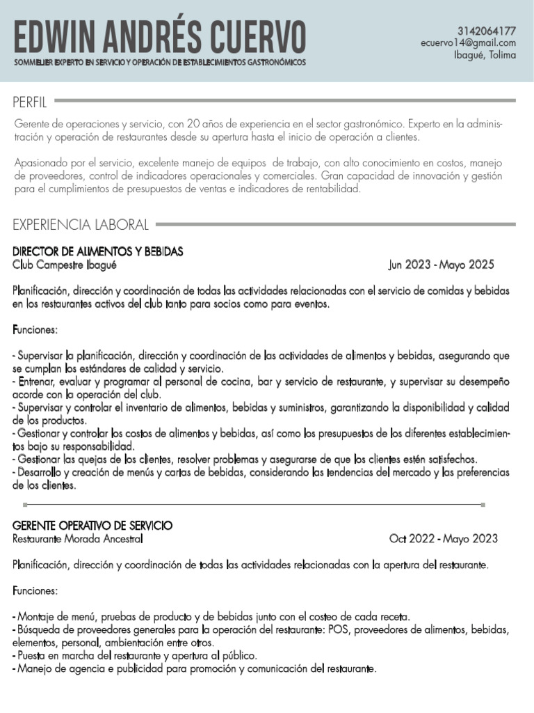 CV Edwin Andrés Cuervo Verdugo | PDF | Presupuesto | Planificación