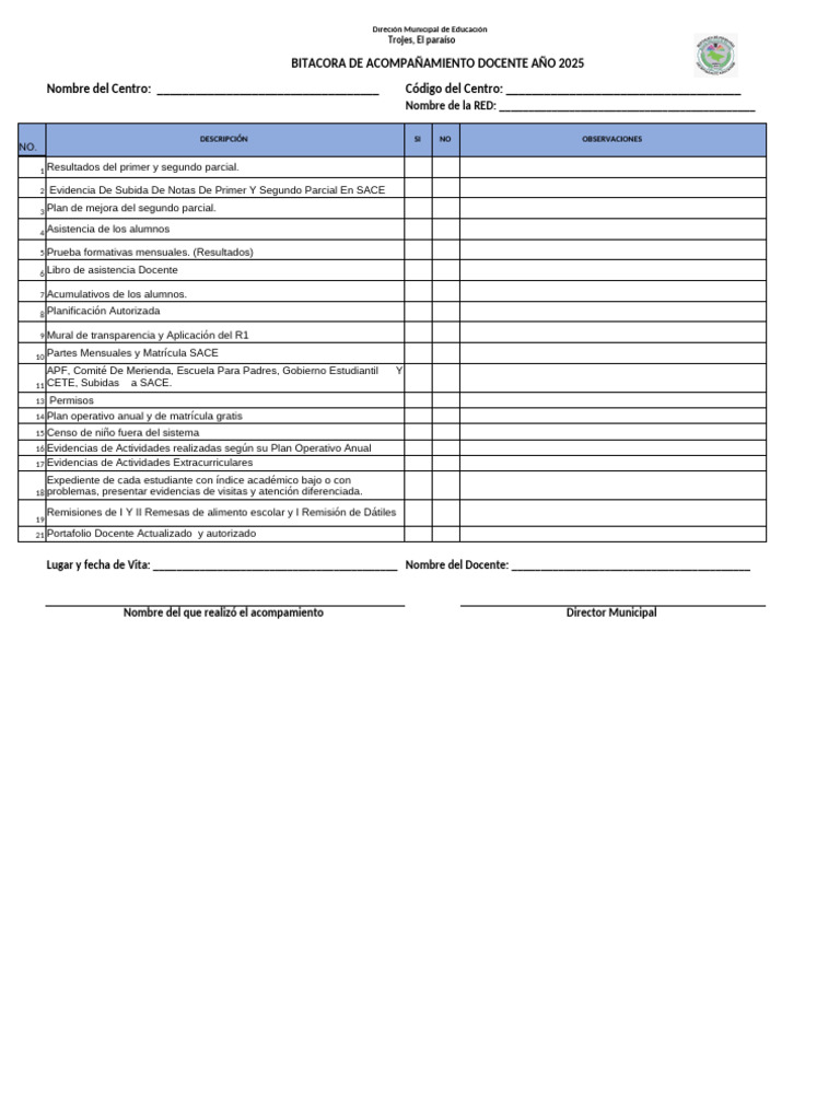 Bitacora de Acompañamiento Docente 2025 | PDF