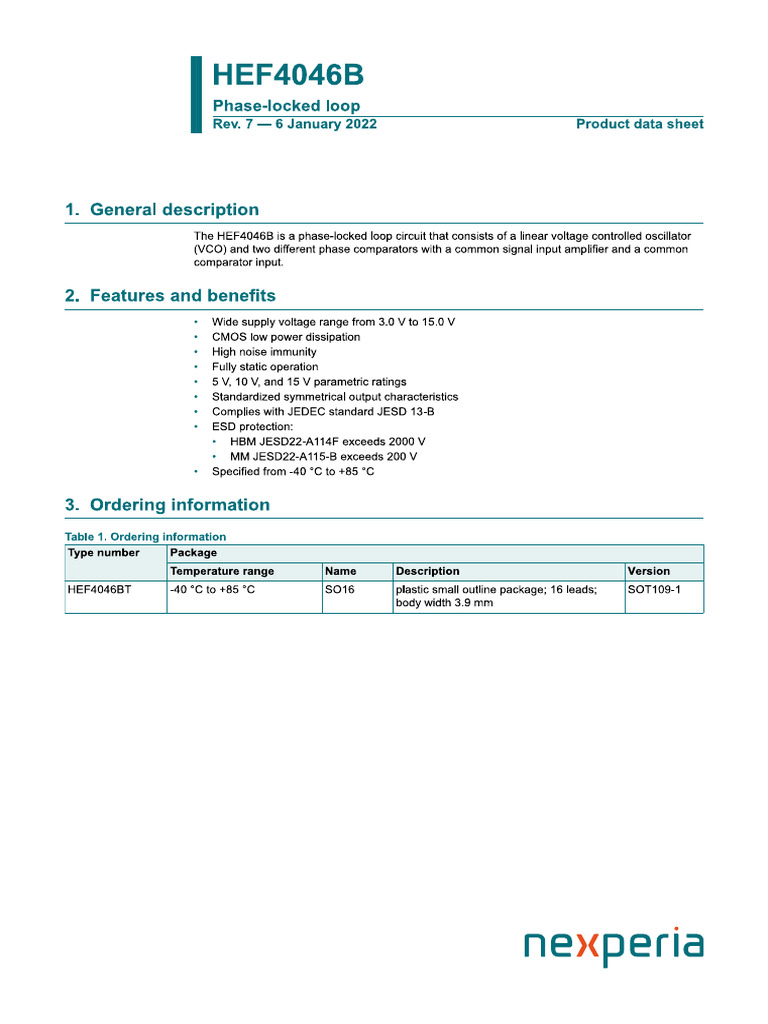 HEF4046B Phase-Locked Loop | PDF