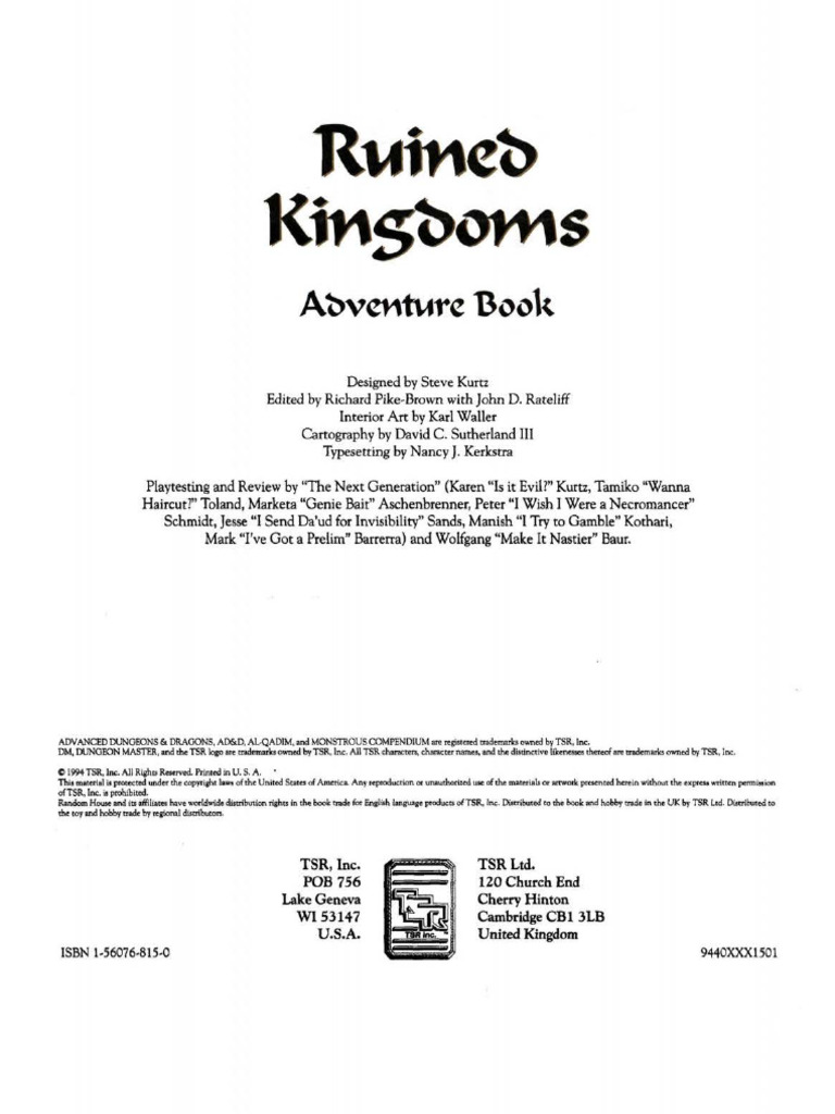 Ruined Kingdoms Adventure Book | PDF