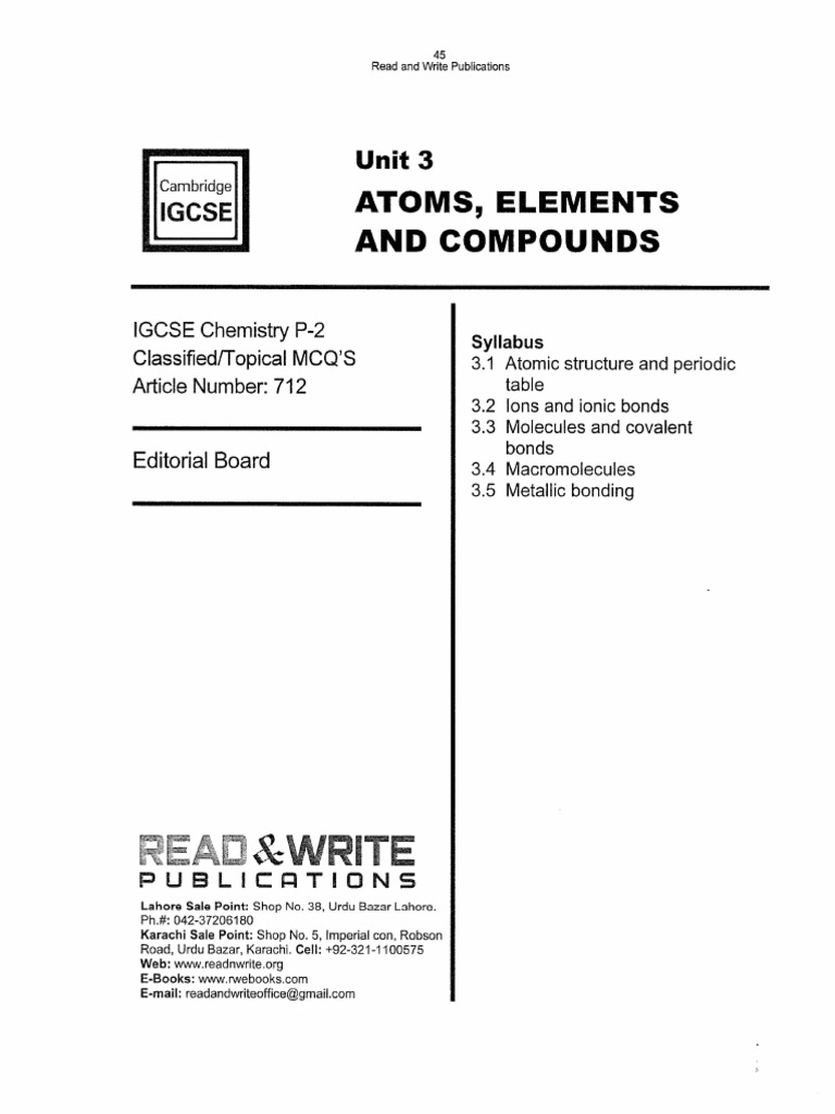 IGCSE-Chemistry-P2-Topical Unit 3 | PDF