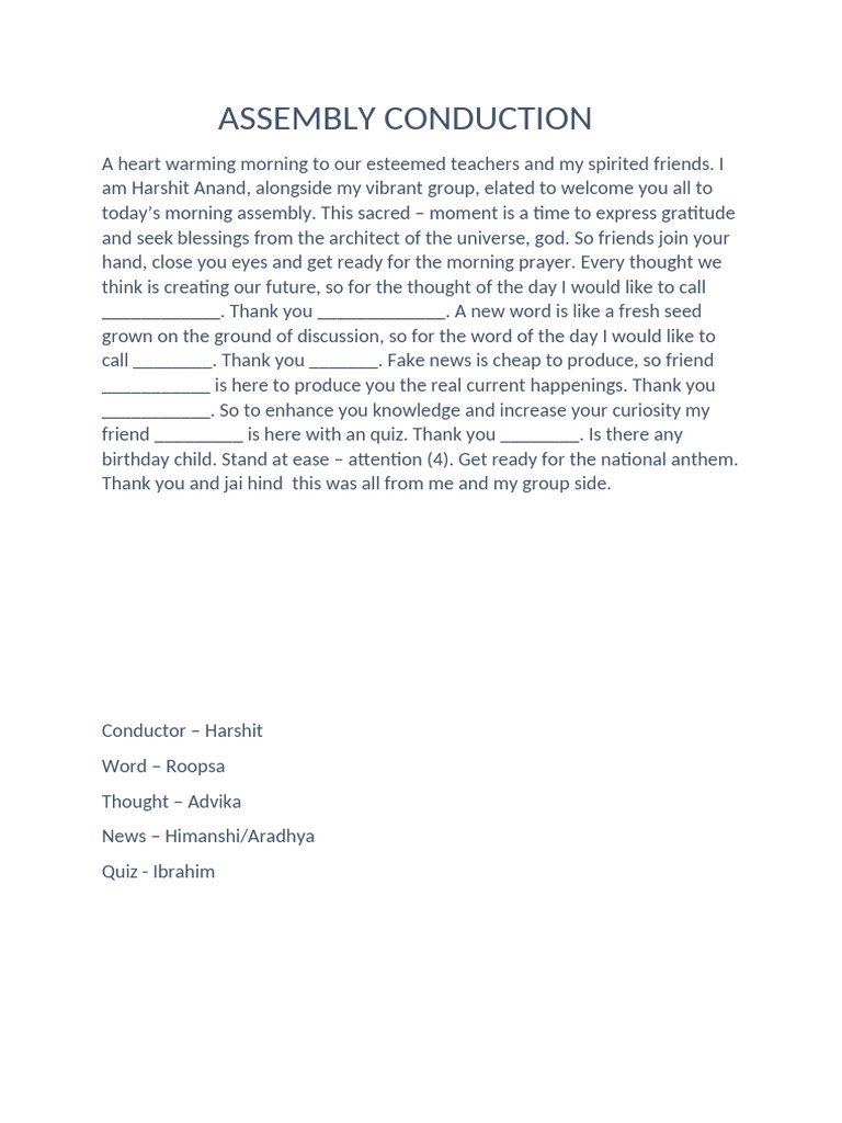 Assembly Conduction | PDF