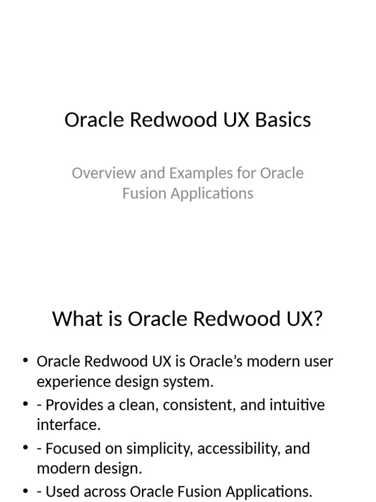 Oracle Redwood UX Overview and Benefits | PDF