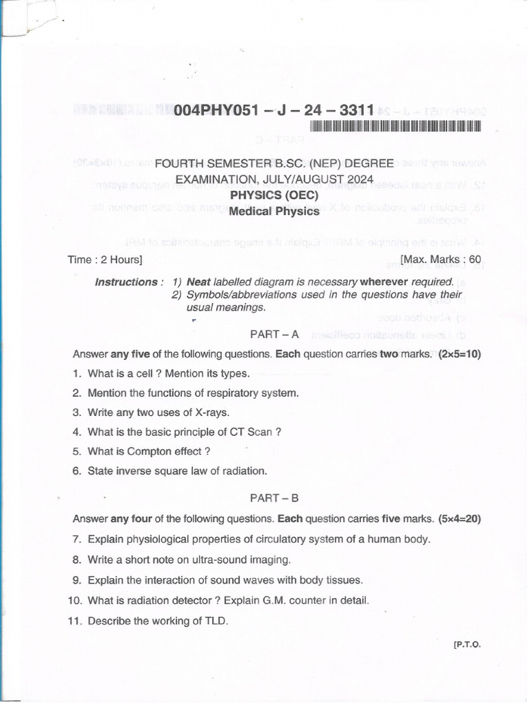Medical Physics (Oec) (Physics) | PDF