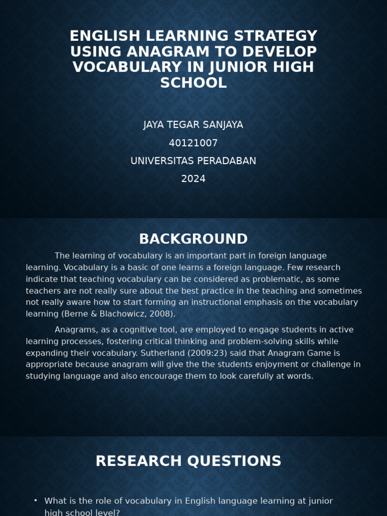 English Learning Strategy Using Anagram To Develop Vocabulary | PDF | Vocabulary | Learning