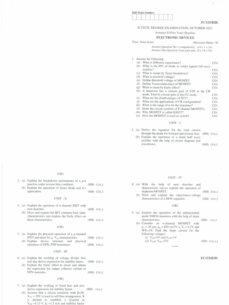 EC123 - Electronic Devices | PDF