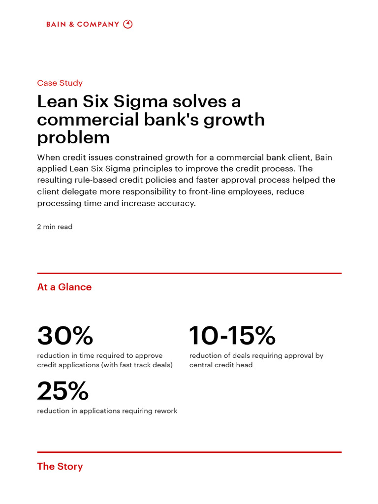 Lean Six Sigma Solves A Commercial Bank's Growth Problem - Bain ...