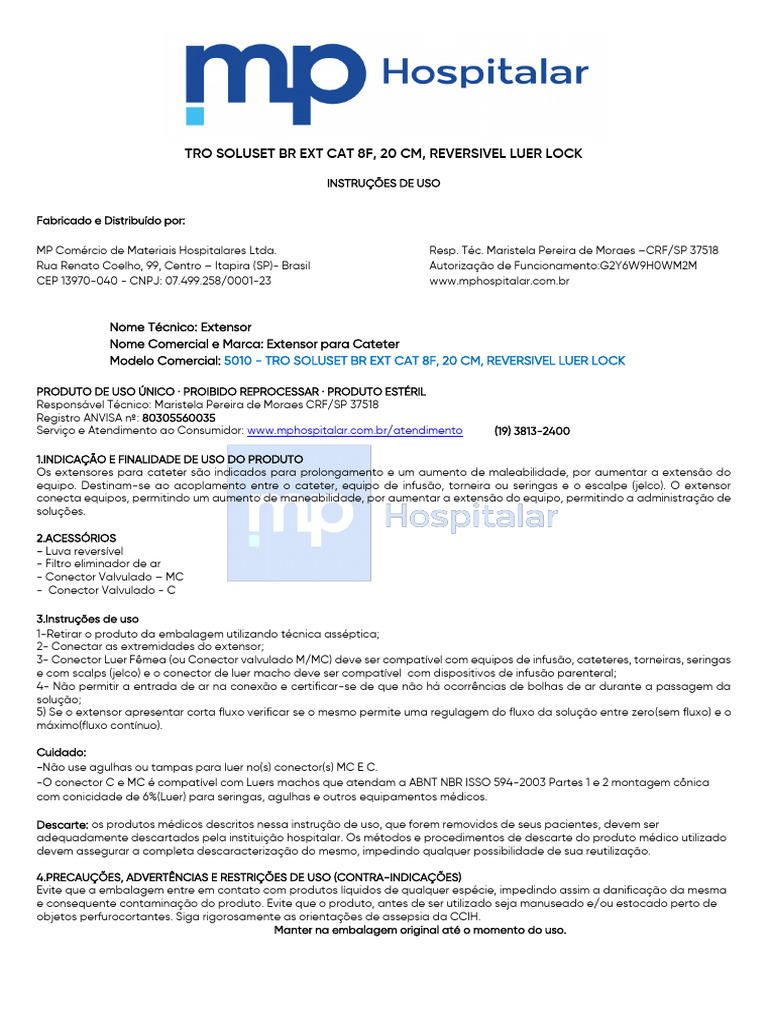 5010 - Tro Soluset BR Ext Cat 8f, 20 CM, Reversivel Luer Lock | PDF