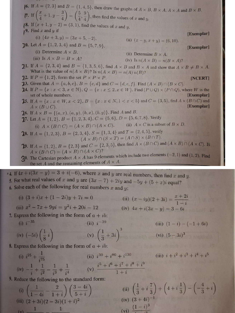 Maths Worksheet Class 11 | PDF