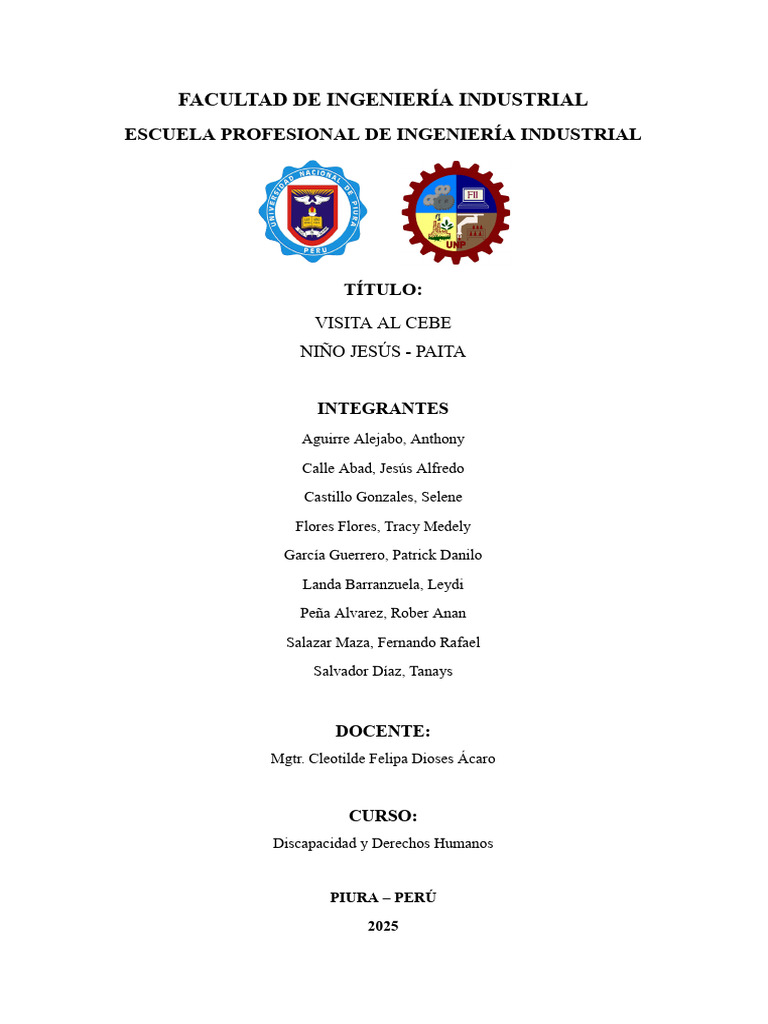 Informe de Visita Al CEBE Paita | PDF | Enseñando | Educación especial