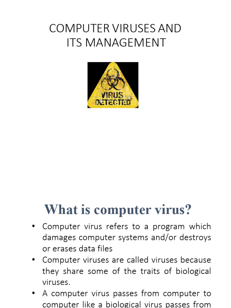 Understanding Computer Viruses and Management | PDF | Computer Virus ...