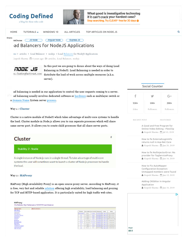 Load Balancers For NodeJS Applications - Coding Defined | PDF | Computing | Software