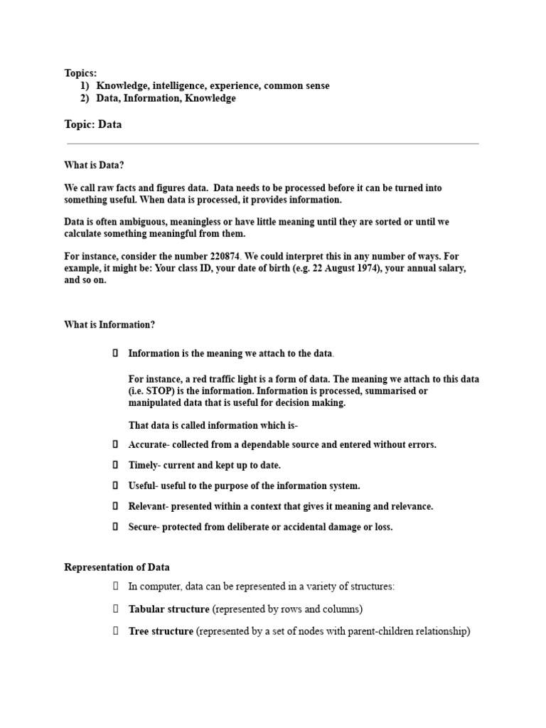 Data, Information, Knowledge and Common Sense | PDF | Knowledge ...