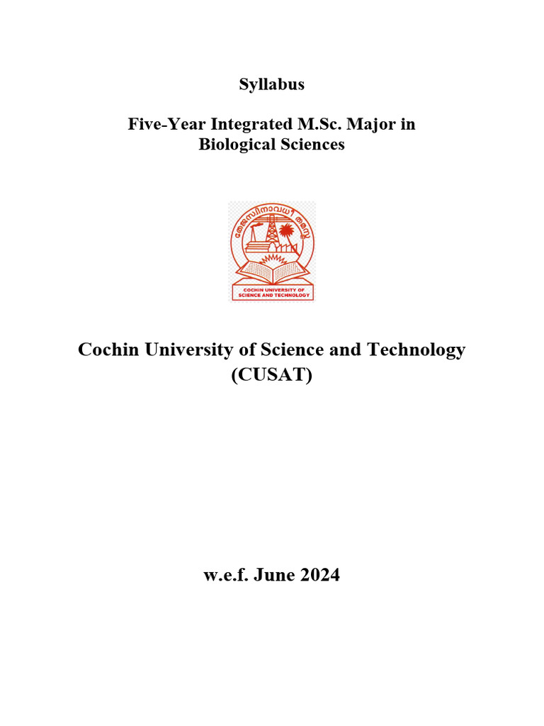 CUSAT MSc Biotechnology Syllabus 2024 | PDF | Carbohydrates | Life Sciences