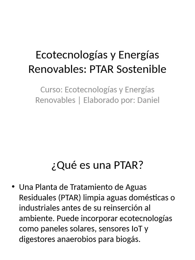 PTAR Ecotecnologias Presentacion | PDF