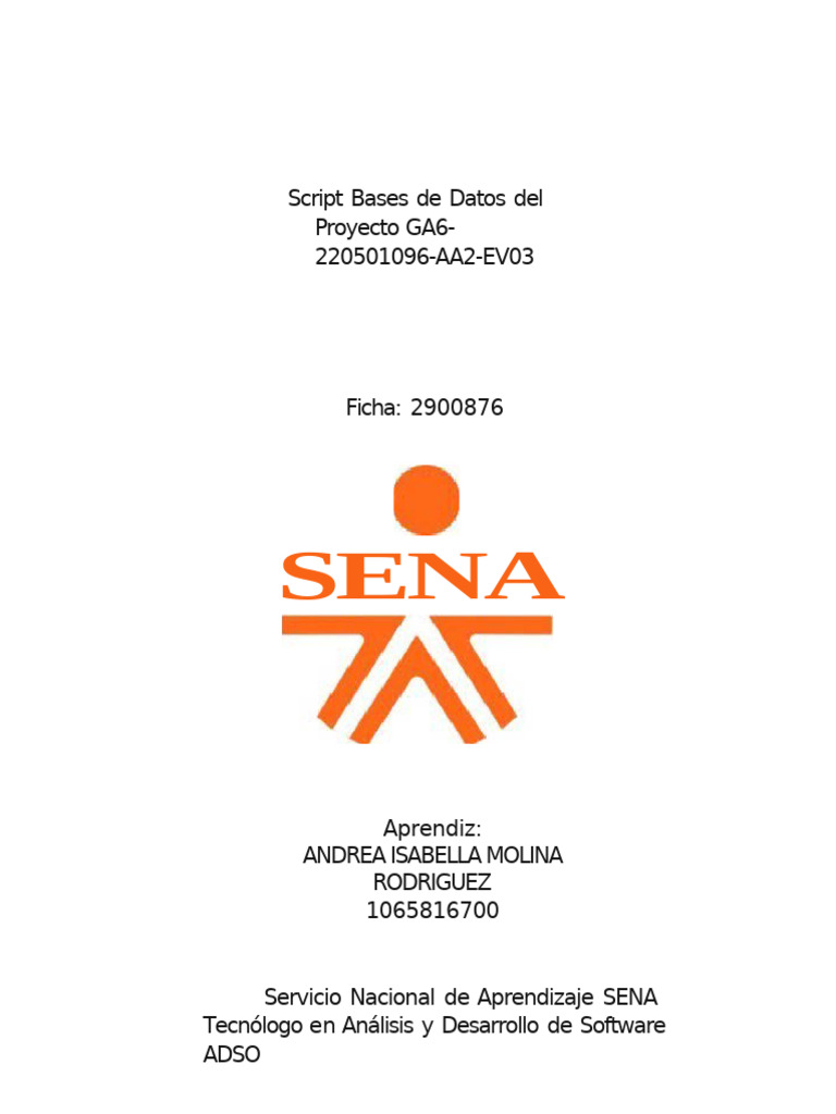 Script Bases de Datos Del Proyecto GA6-220501096-AA2-EV03 | PDF | Tecnologías de la información ...