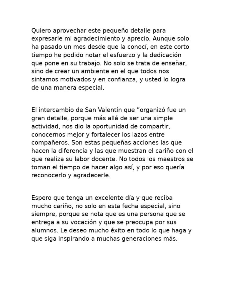 Agradecimiento a mi maestra especial | PDF
