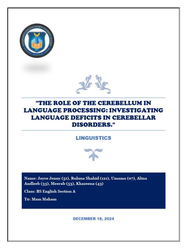 Cerebellum's Impact on Dysarthria | PDF | Cerebellum | Speech