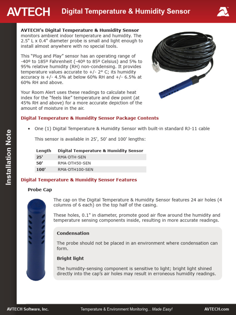 Install Note Temperature Humidity Sensor | PDF | Humidity | Sensor
