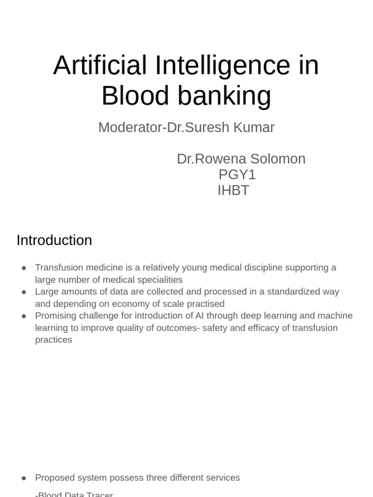 AI Innovations in Blood Banking | PDF | Machine Learning | Deep Learning