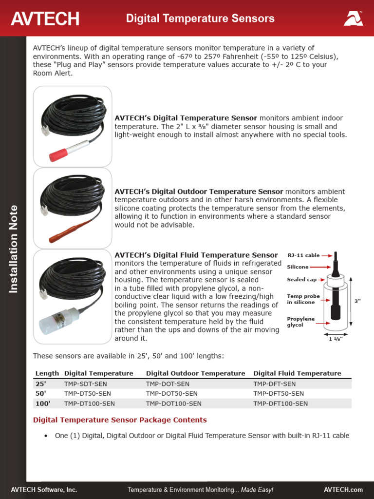 Install Note Digital Temperature Sensor | PDF | Sensor | Temperature