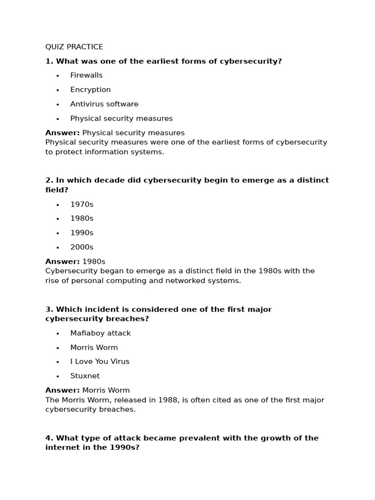 Quiz Practice - Cyber Security | PDF | Security | Computer Security