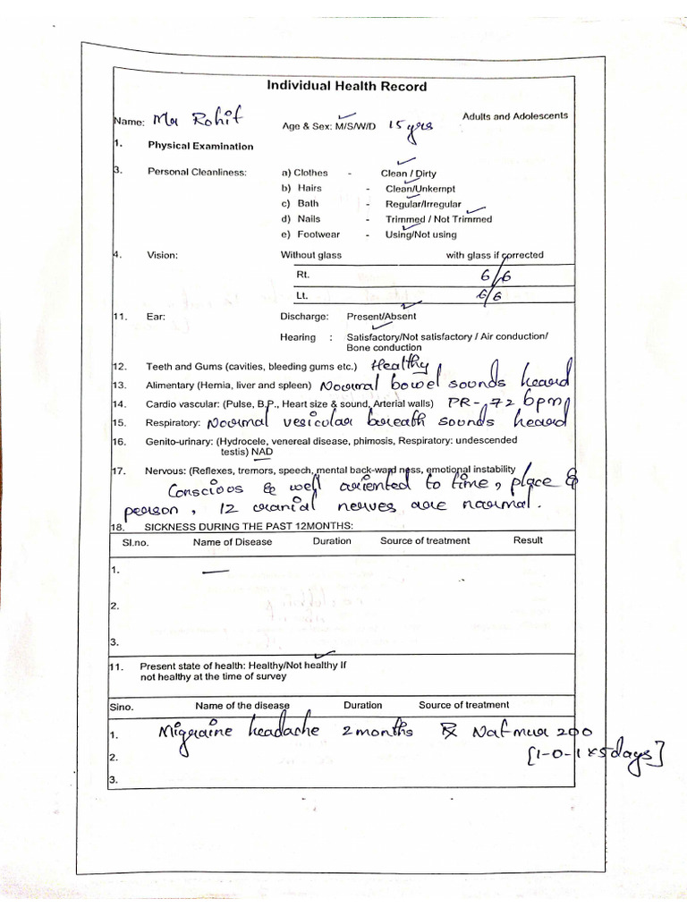 CMD Individual Health Record | PDF