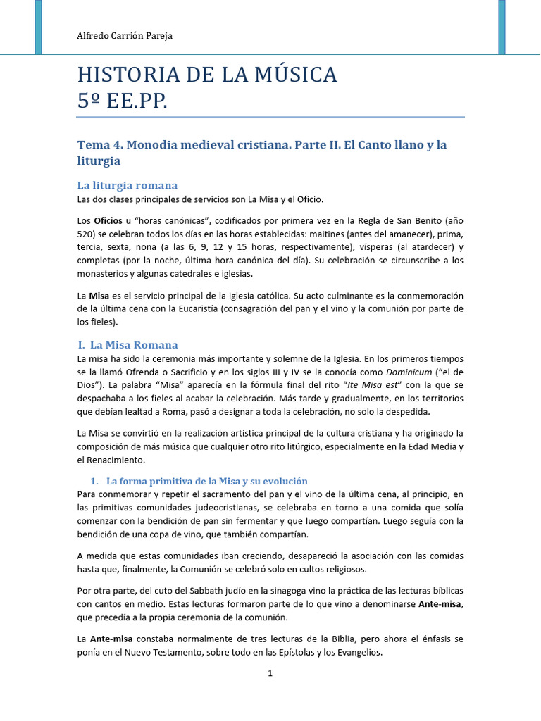Tema 4 Historia 5 | PDF | Adoración Cristiana Y Liturgia | Liturgia Catolica